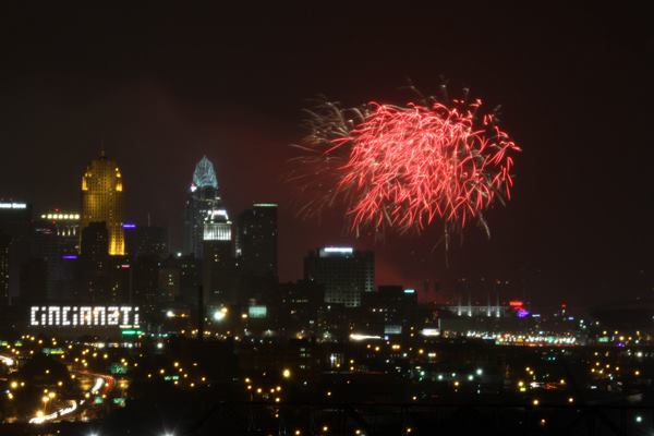 Fireworks Over the Ohio River in Cincinnati