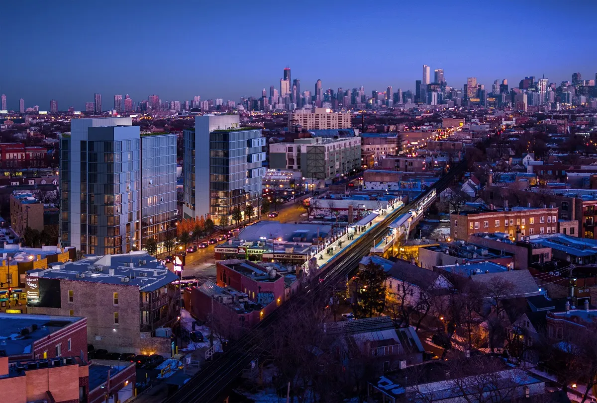Five-Pipe 'Umbilical Cord' Connects Two Mid-Rise Chicago Structures