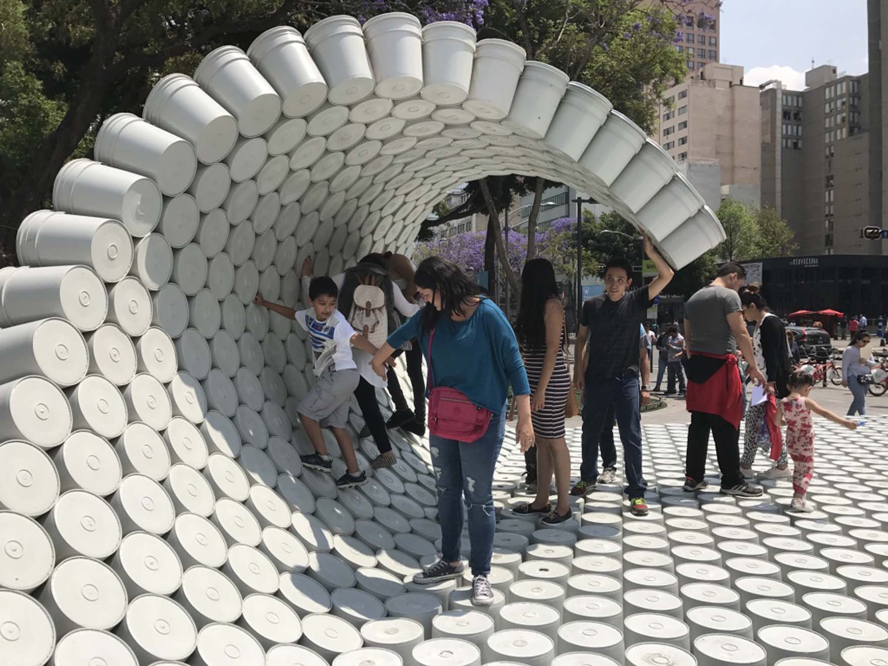 An Installation Made Entirely of Buckets
